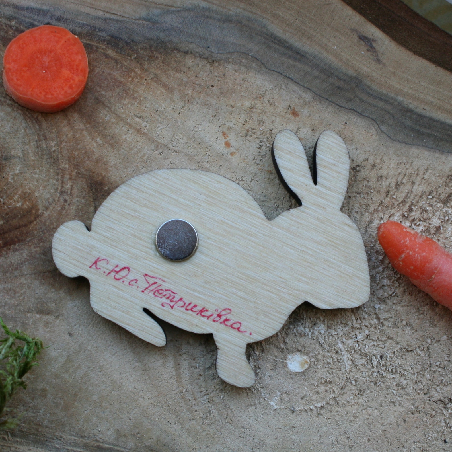 Bunny Fridge Magnet - Wooden Animal Magnets Figures - Pretty Rabbit ...