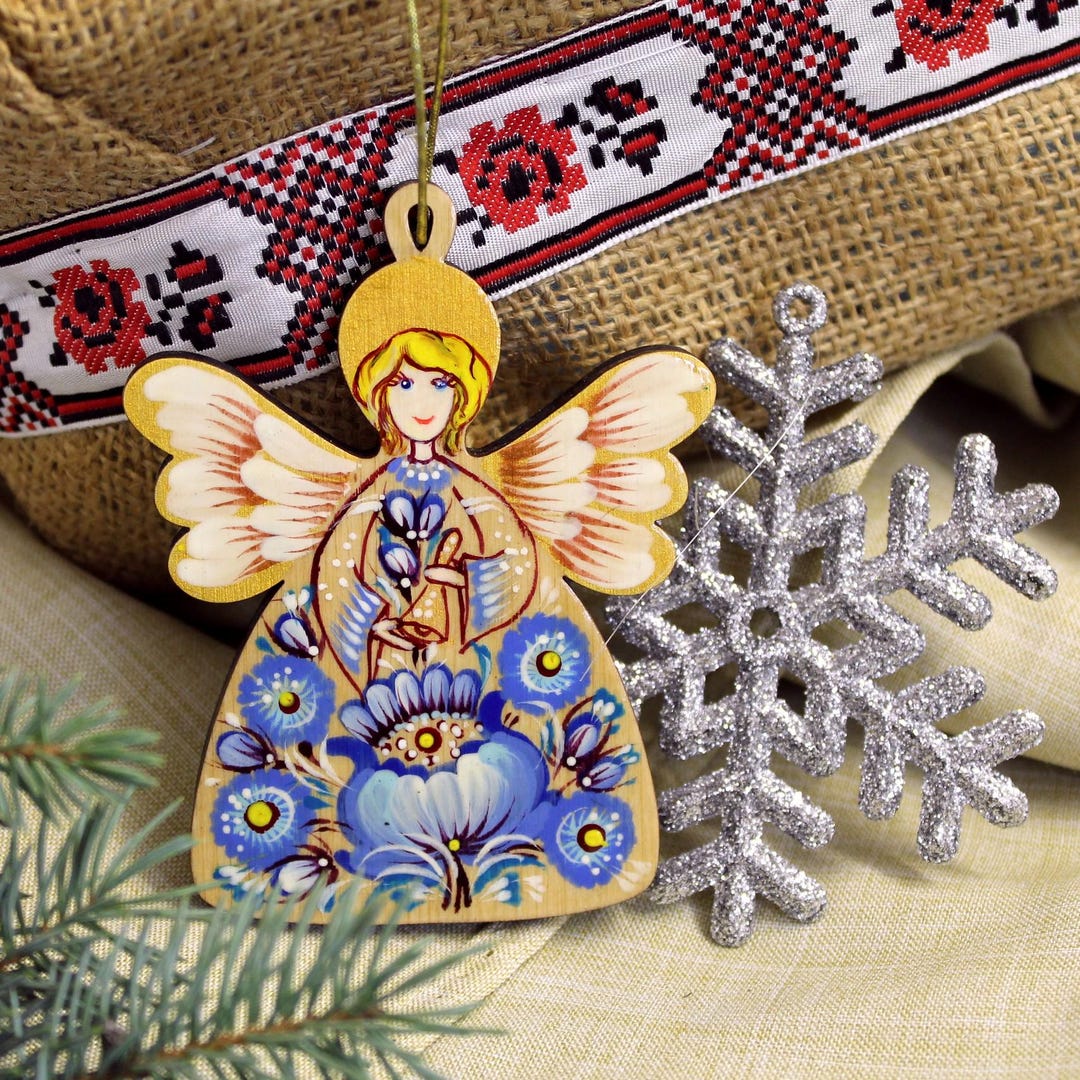Angel Christmas Ornaments, Christmas Angel Hand Painted Wooden Angel ...