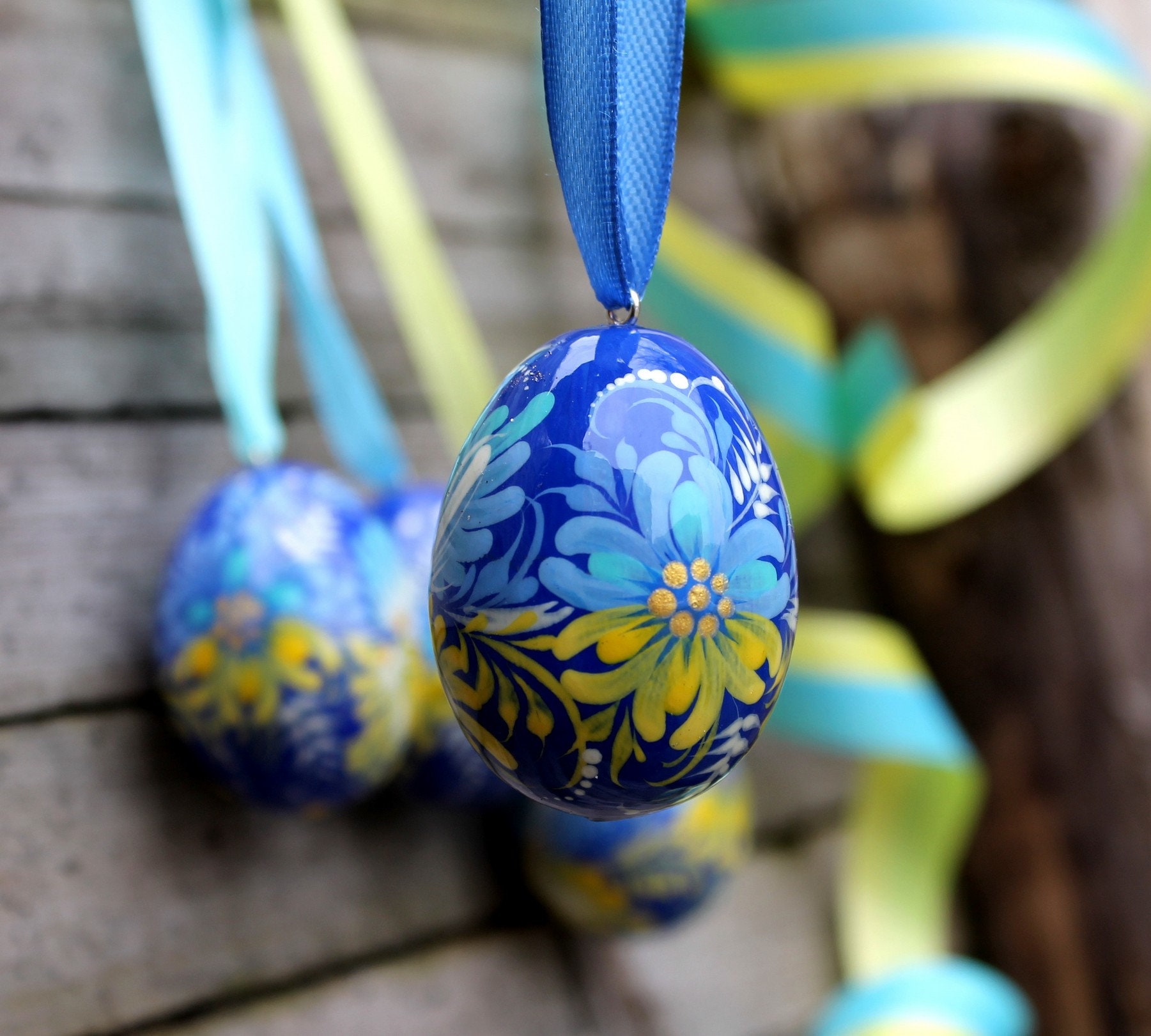 Ukrainian Colors Small Hand Painted Easter Eggs Set 5 Pcs - Etsy
