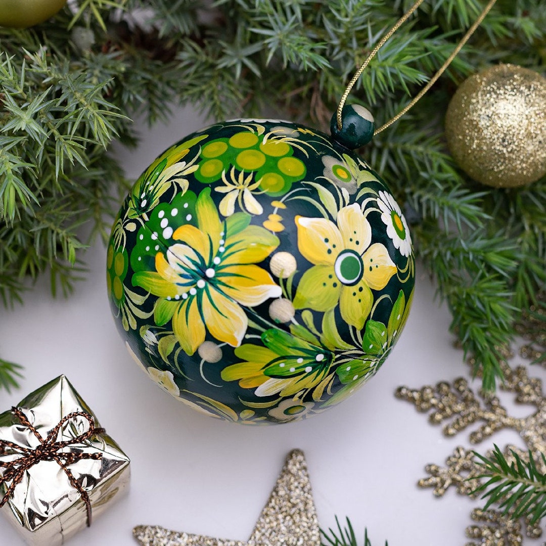 Hand Painted Christmas Balls Wooden - Openable Box for Small Gift ...