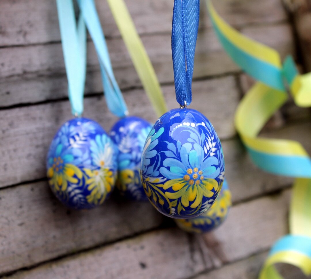 Ukrainian Colors Small Hand Painted Easter Eggs Set 5 Pcs, Easter ...