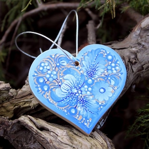 Ukrainian Heart Ornament Wooden Hand Painted Decoration Handmade in ...