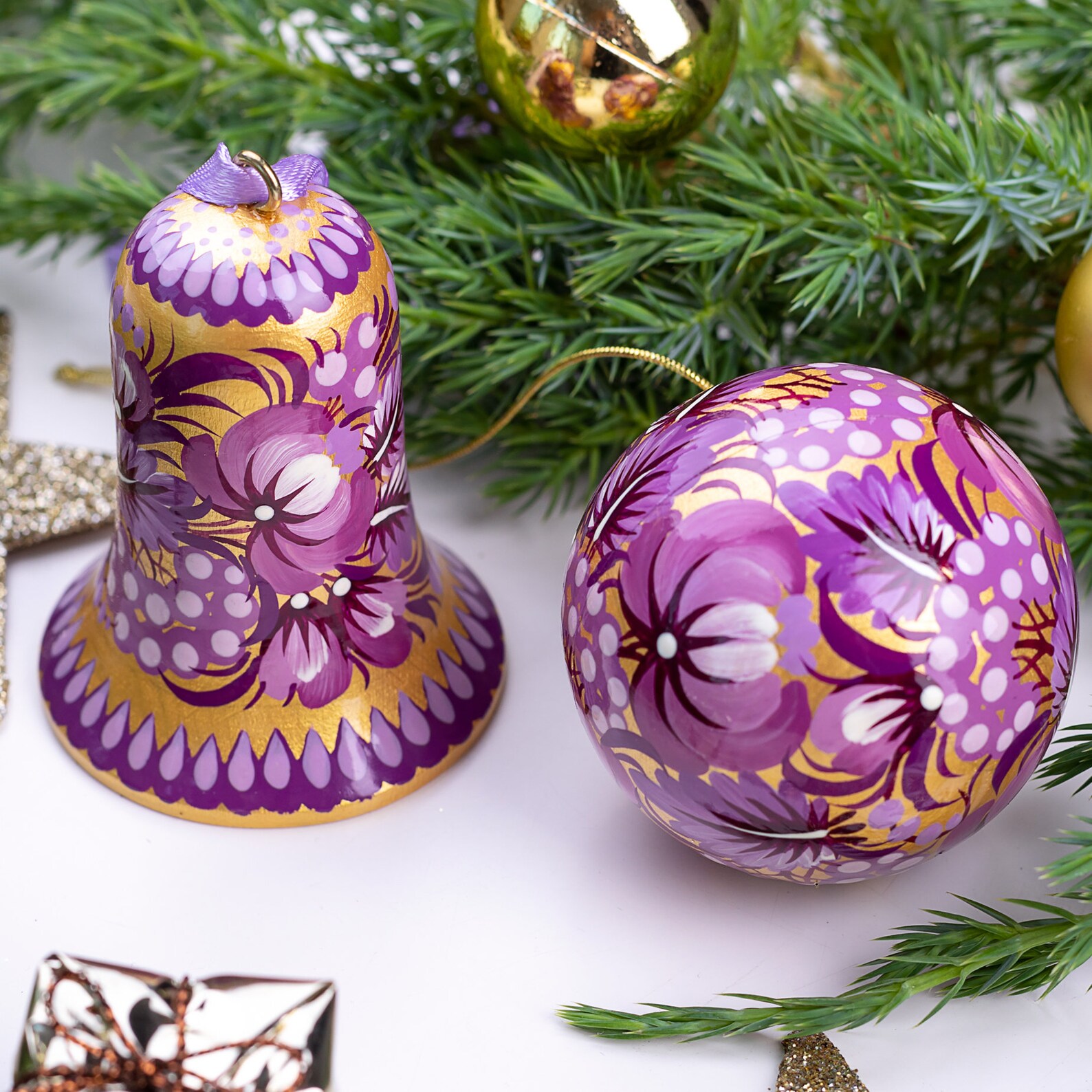 Exclusive Handmade Christmas Ornaments Set Wood, Hand Painted Christmas ...