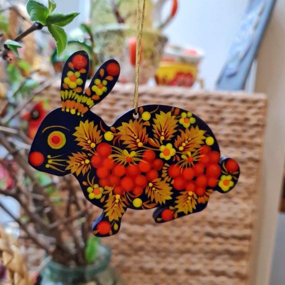 Wooden Easter Bunny original Hand Painted Easter Rabbit | Etsy