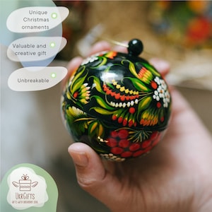 Unique Christmas Ball, Openable Wooden Hand Painted Christmas Ornament ...