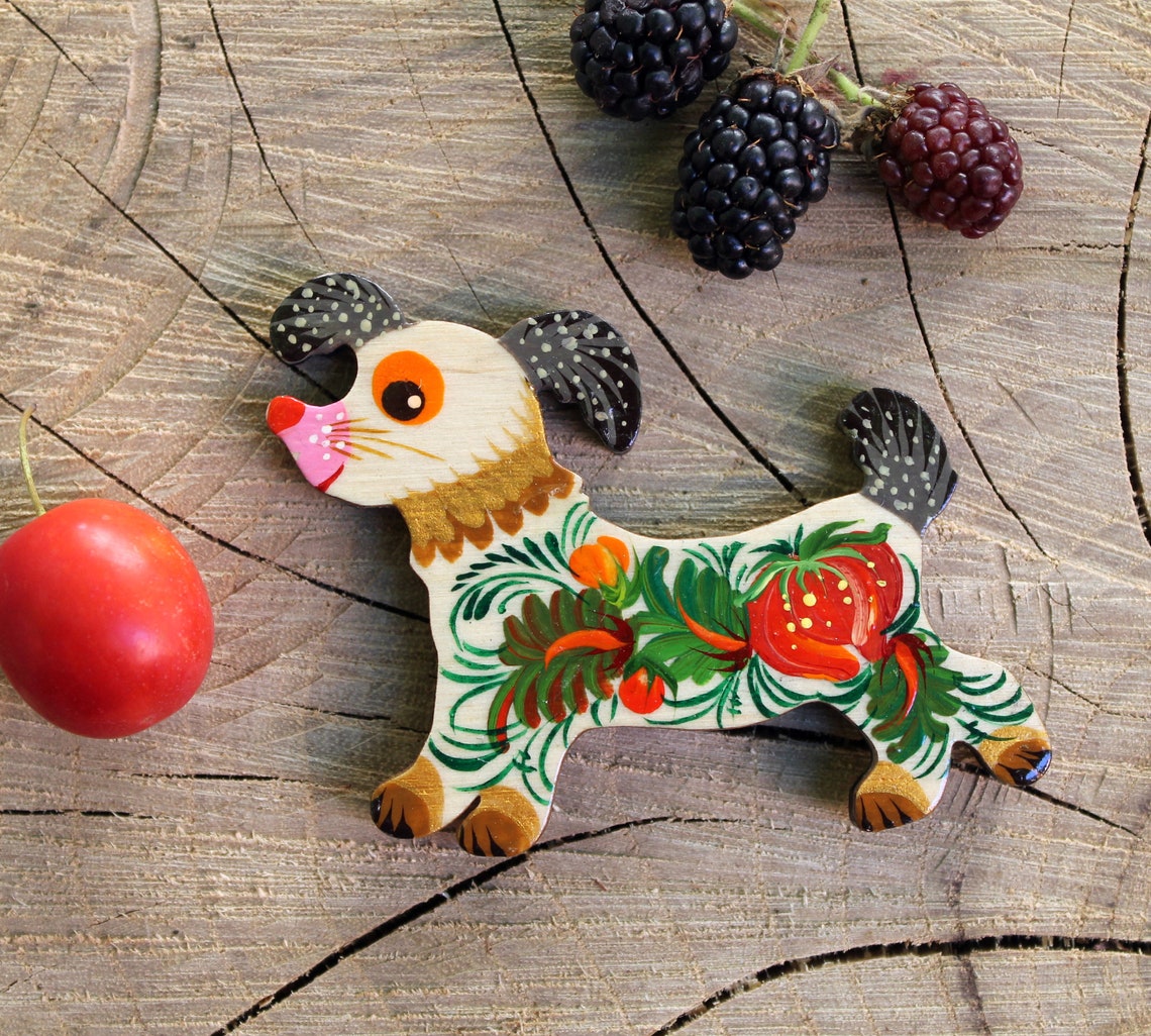 Dog Fridge Magnet - Animal Wooden Magnets Figures - Pretty Doggi ...