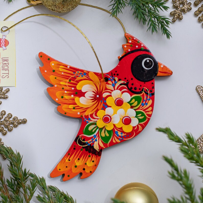 Red Cardinal Bird Christmas Ornaments Original Hand Painted - Etsy