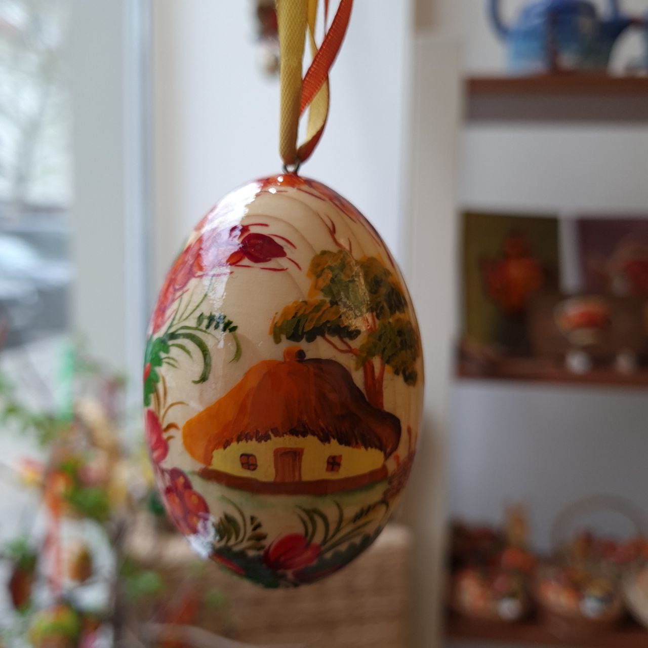 Ukrainian Pysanka Egg With Village House Design Wooden Hand - Etsy