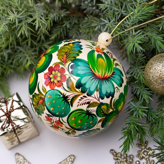 Hand Painted Christmas Ball Openable Wooden Handmade With - Etsy