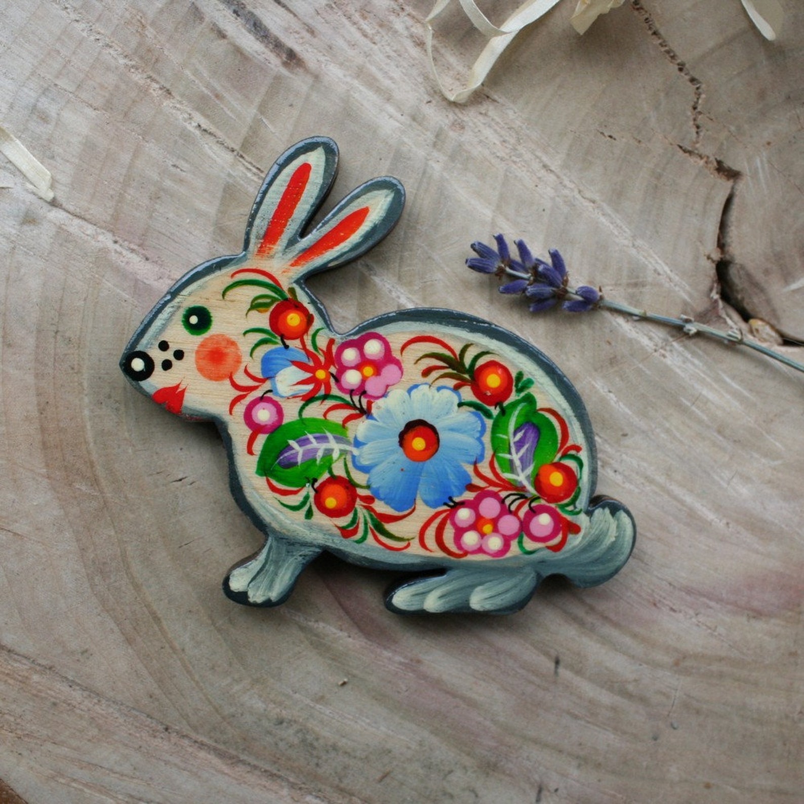 Bunny Fridge Magnet - Animal Wooden Magnets Figures - Pretty Rabbit ...