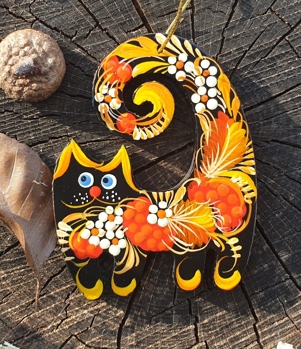 Christmas Ornament Cat Wooden Tree Decorations Handmade and - Etsy