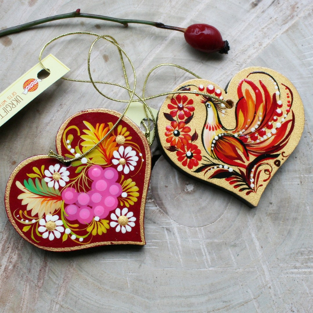Hearts Shaped Gifts heart Ornaments-small Hand Painted Hearts of Wood ...