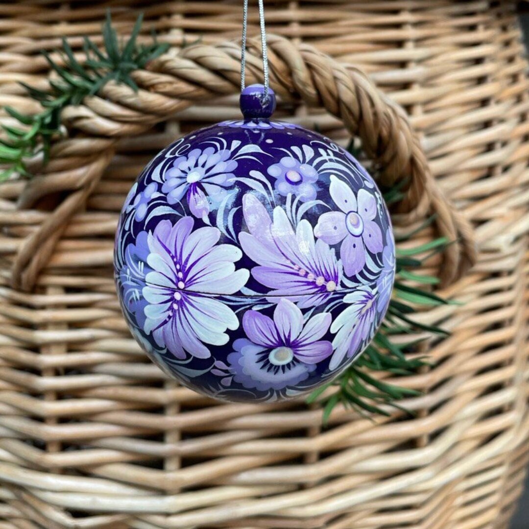 Hand Painted Wooden Christmas Ball Openable for Gifts in Ukrainian ...