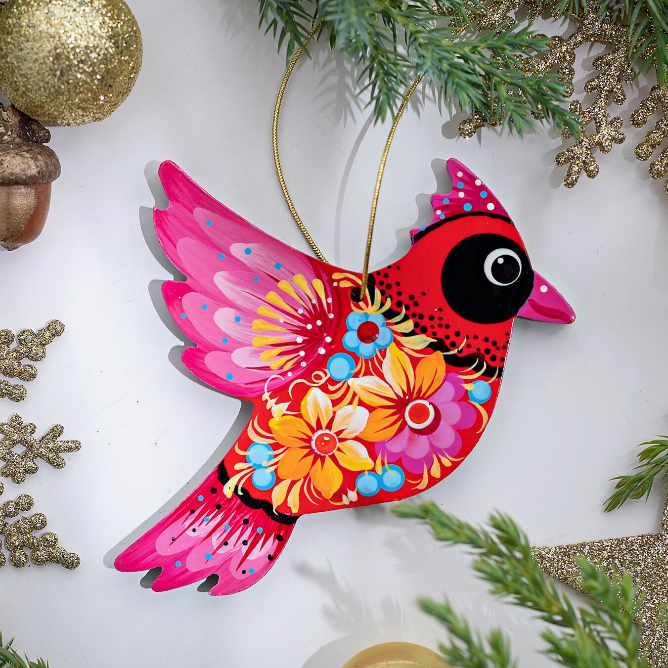 Red Cardinal Bird Christmas Ornaments Original Hand Painted - Etsy