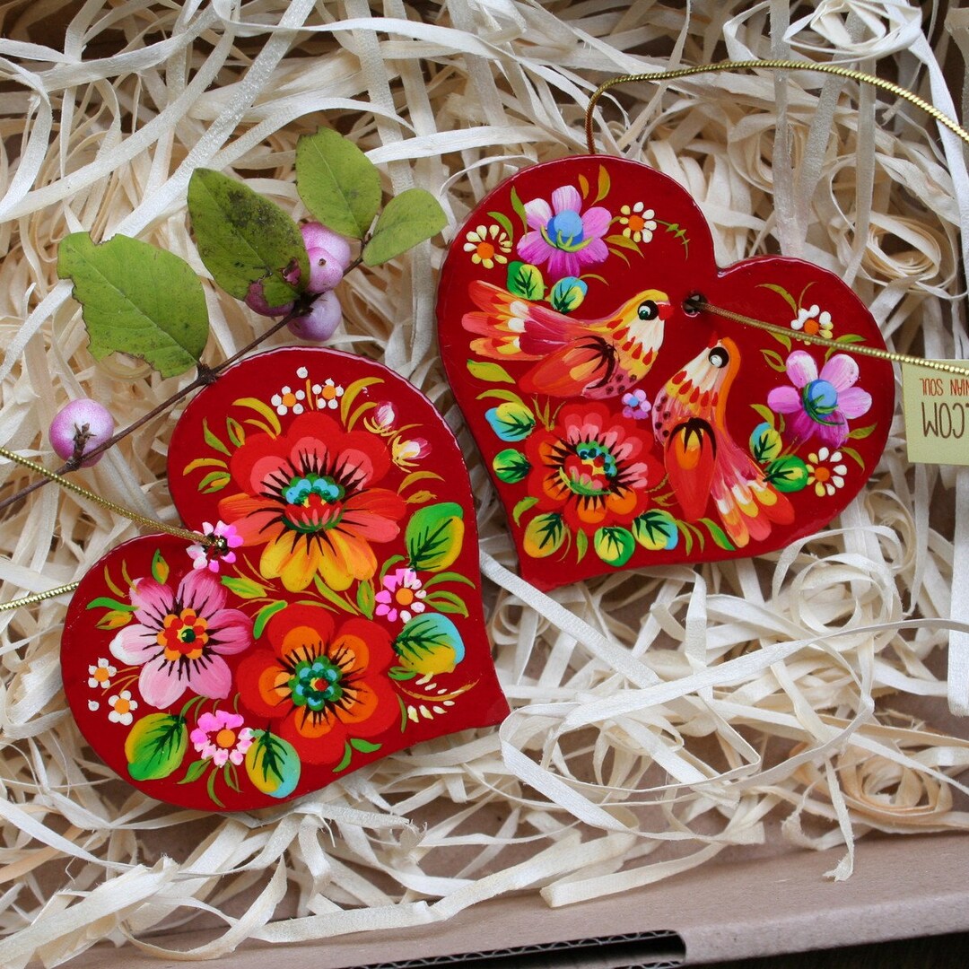 Sweet Hearts Shaped Gifts-heart Shaped Ornaments-small Hand Painted ...