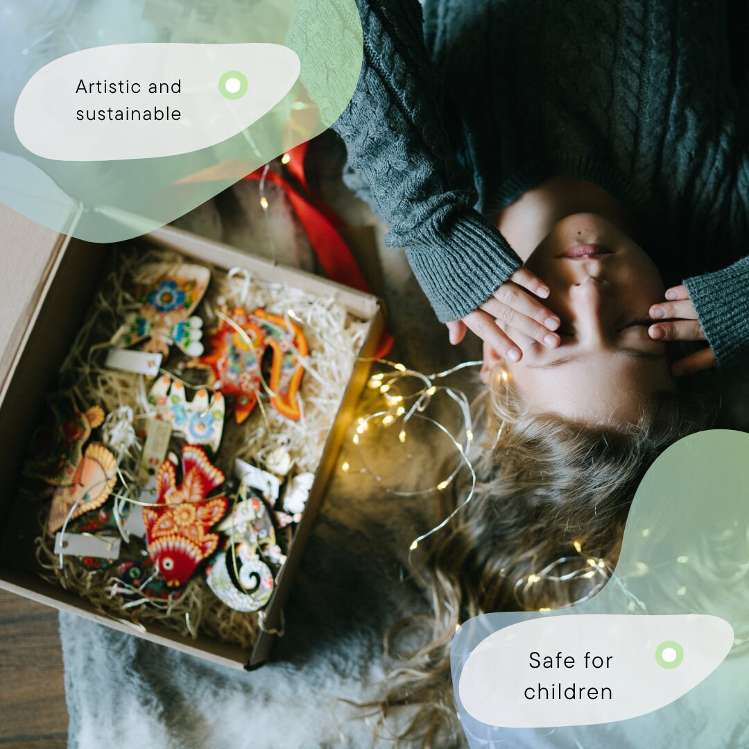 Exclusive Handmade Christmas Ornaments Set of Wood, Hand Painted ...