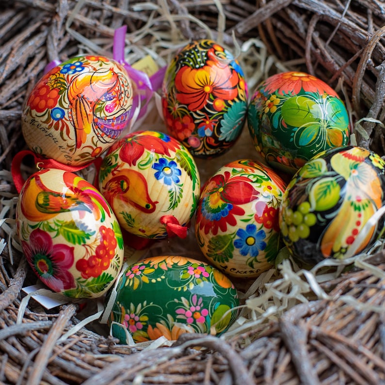Rustic Easter Eggs 2 Pcs Chicks Boz and Girl Hand Painted Wooden Easter ...