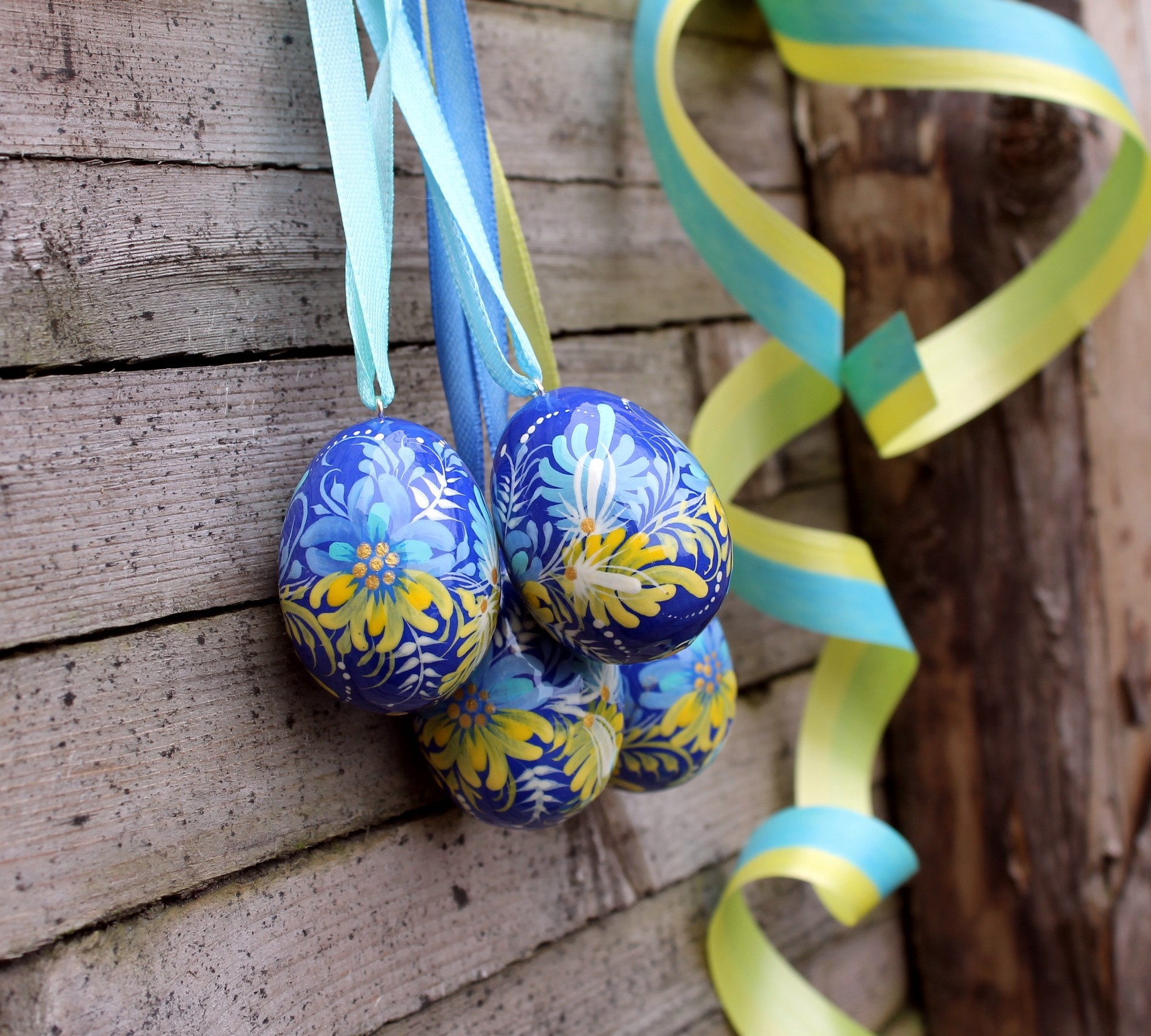Ukrainian Colors Small Hand Painted Easter Eggs Set 5 Pcs - Etsy