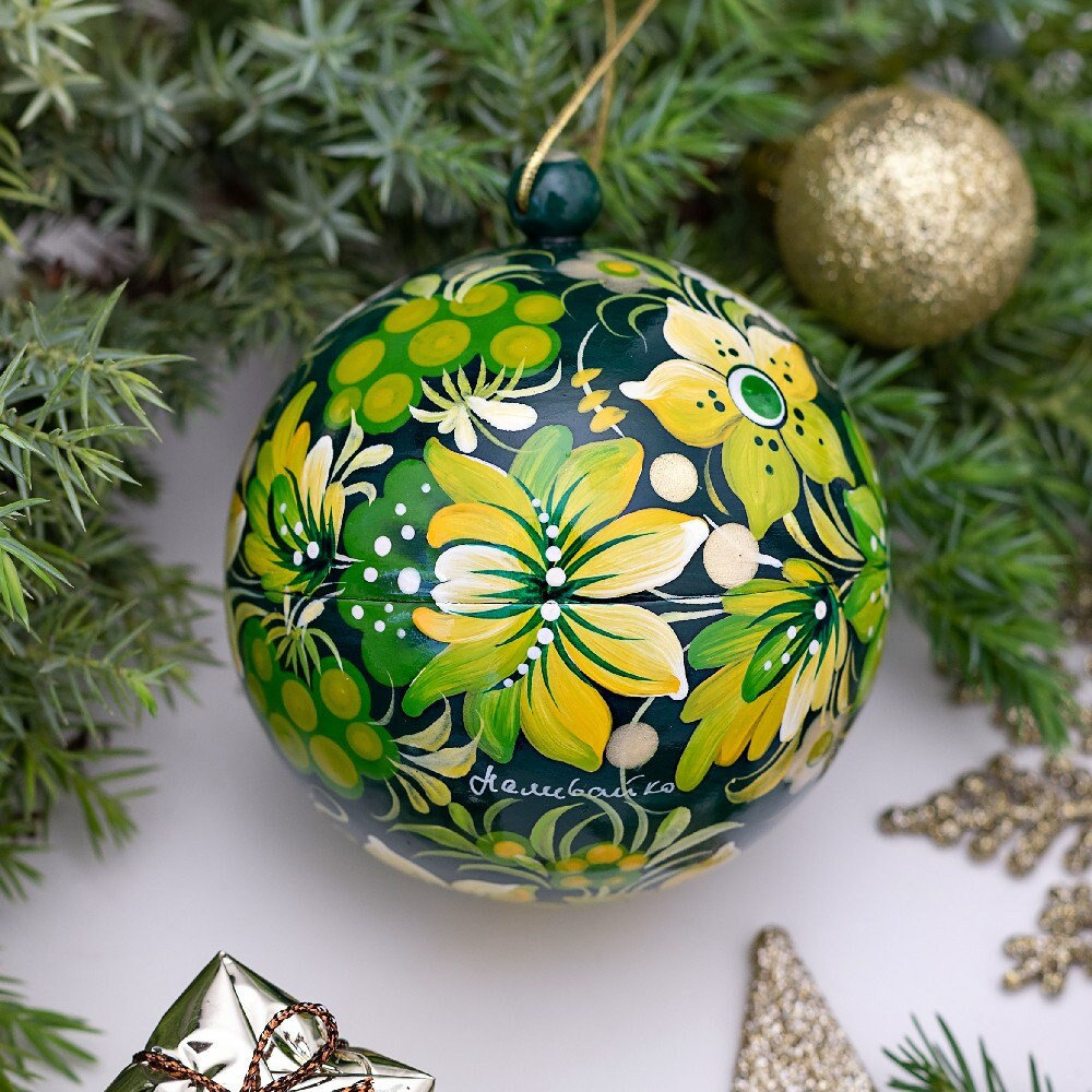 Hand Painted Christmas Balls Wooden - Openable Box for Small Gift ...