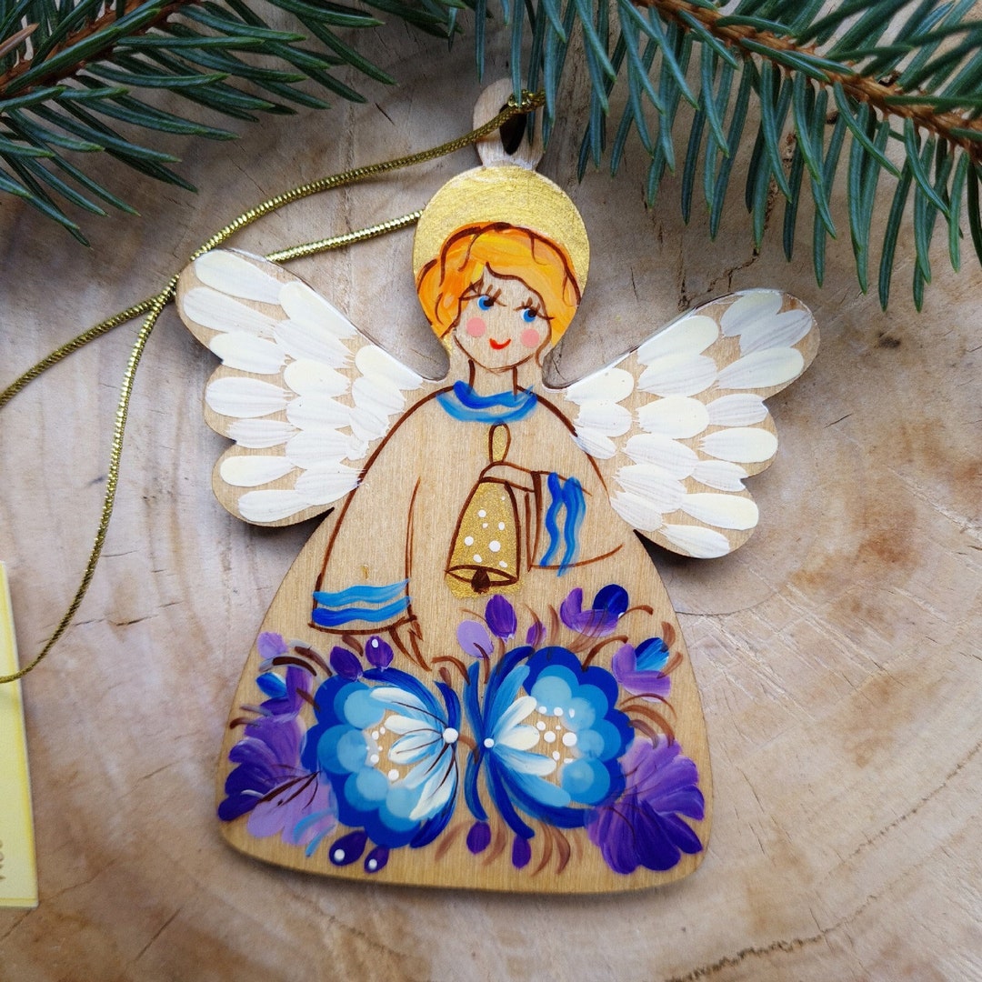 Angel Christmas Ornaments Christmas Angel Hand Painted Wooden - Etsy