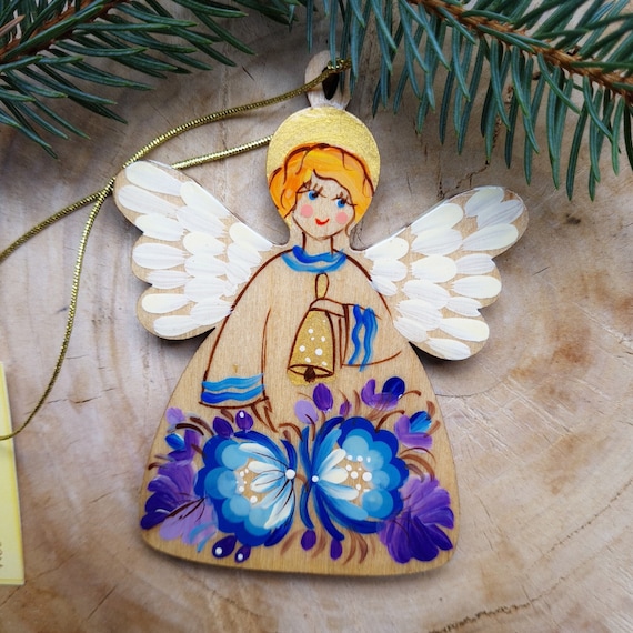 Angel Christmas Ornaments Christmas Angel Hand Painted Wooden - Etsy