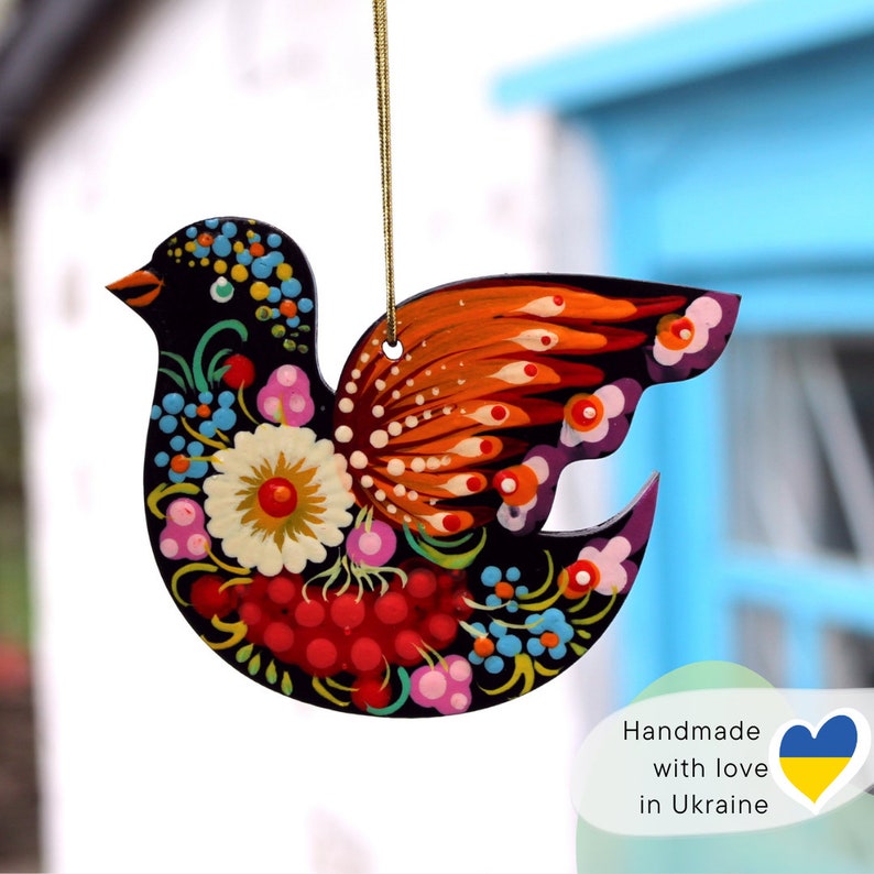 Ukrainian Christmas Ornaments Bird Wooden Traditional Painted - Etsy