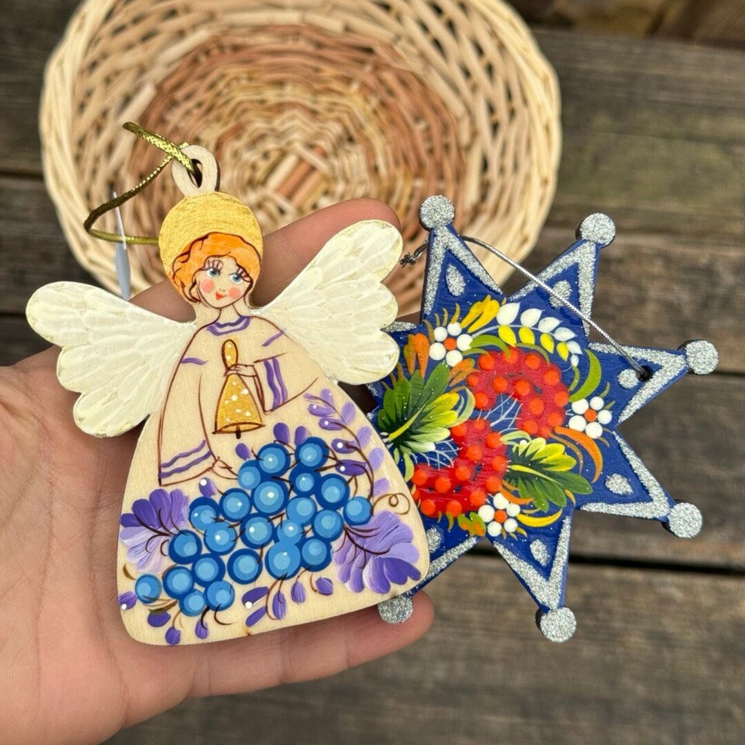 Ukrainian Christmas Tree Ornaments Angel and Star Christmas Tree ...