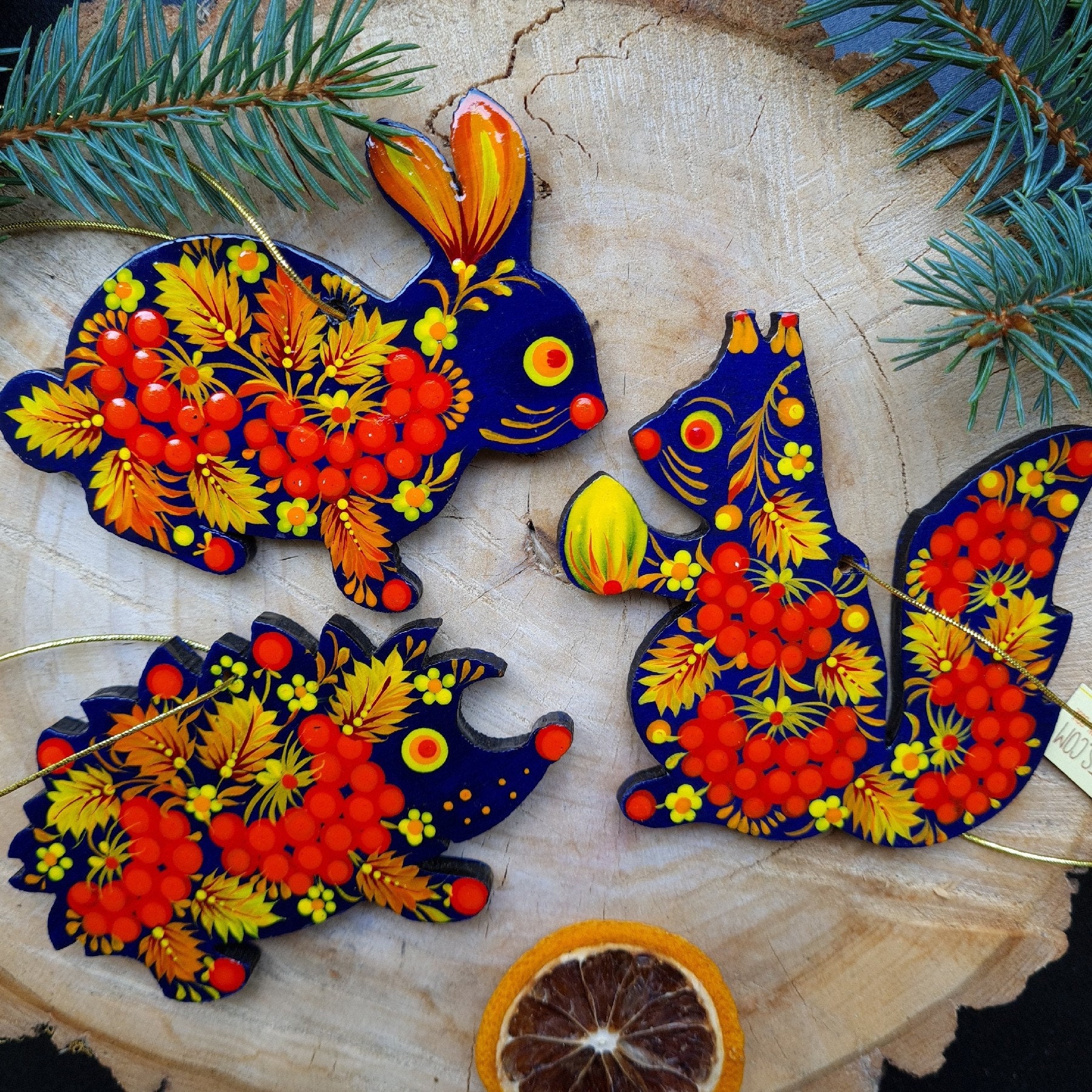 Animal Christmas Tree Decorations Set Squirrel Rabbit - Etsy