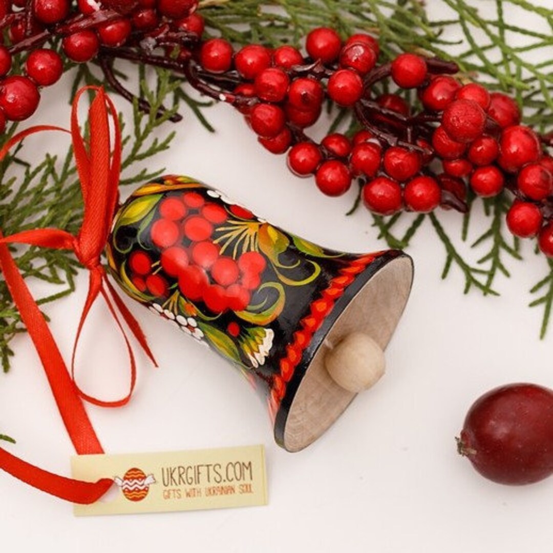 Ukrainian Traditional Christmas Bell Ornaments Hand Painted Wooden ...