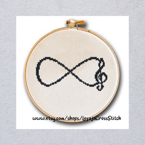 Infinity Sign With Treble Clef Music Small Cross Stitch Pattern, Easy ...