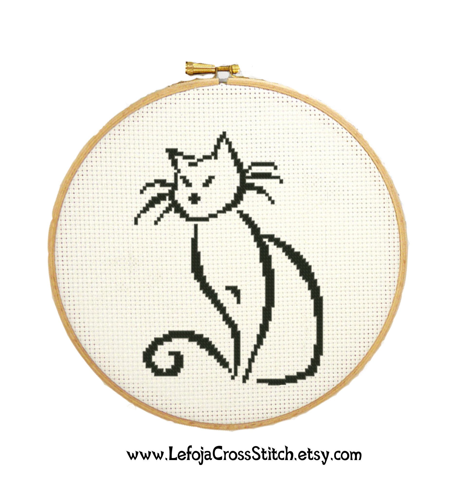 Cat Outline Cross Stitch Pattern Small Size Modern Cross - Etsy
