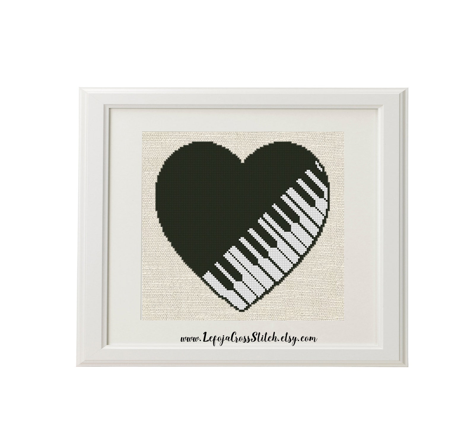 Piano Heart Easy Cross Stitch Pattern Modern Cross Stitch by - Etsy
