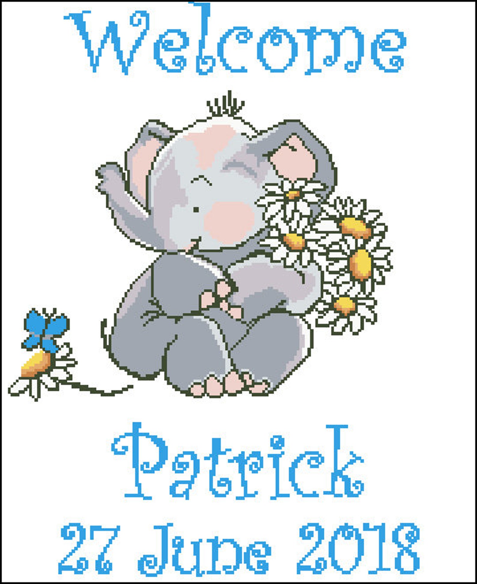 Welcome Baby Boy Cross Stitch Pattern Personalized, Personal Sign, Baby ...