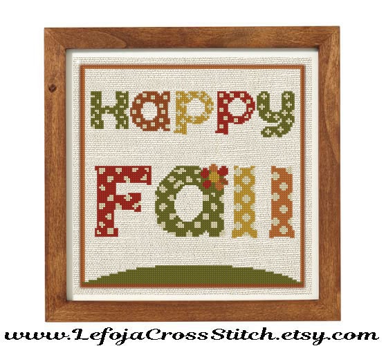 Happy Fall Sign Cross Stitch Pattern Autumn Home Decor Fall - Etsy