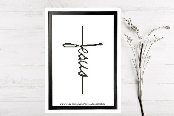 Jesus Sign Signature Modern Cross Stitch Christian Faith | Etsy