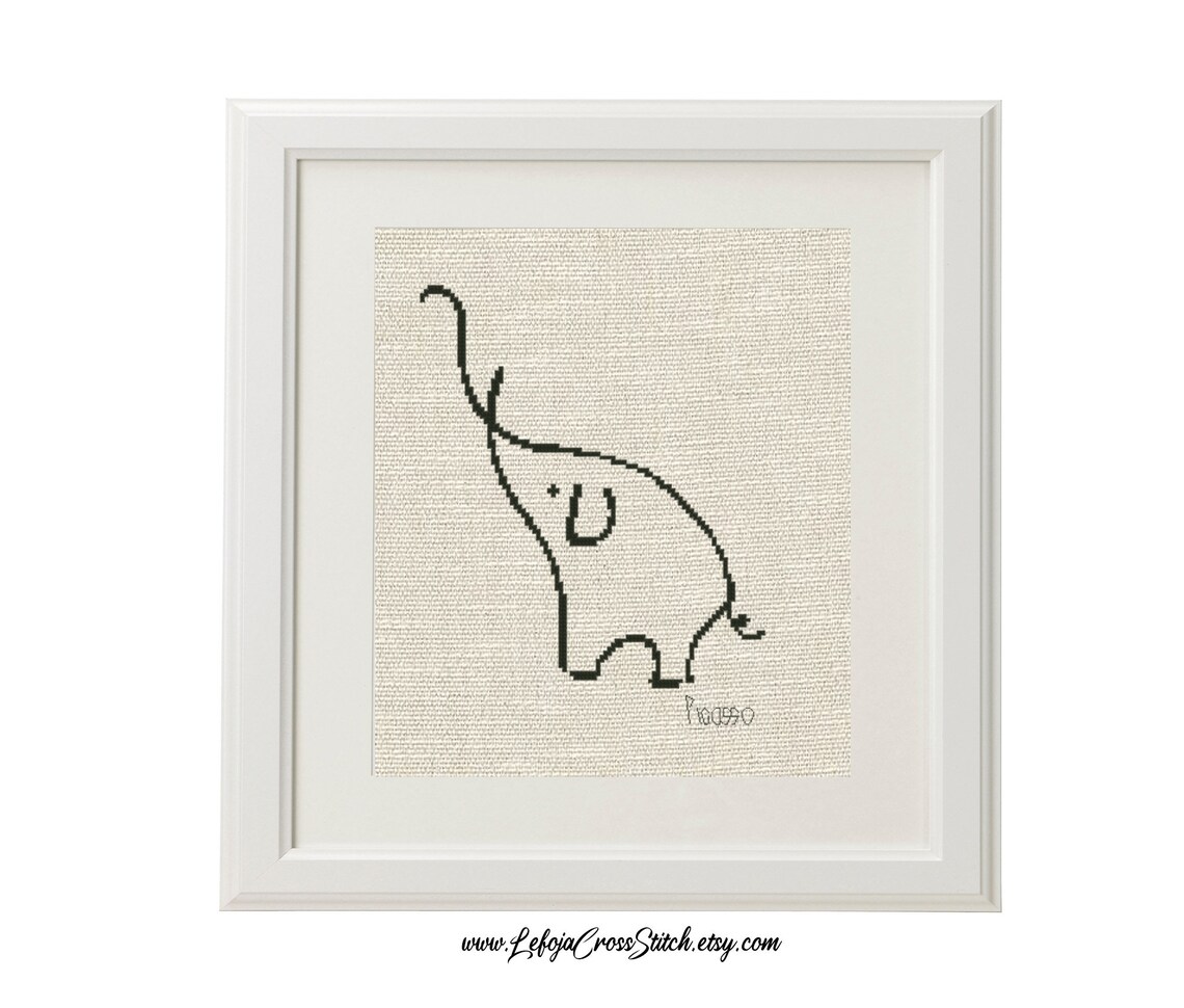 One Line Drawing Picasso Elephant Cross Stitch Pattern | Etsy