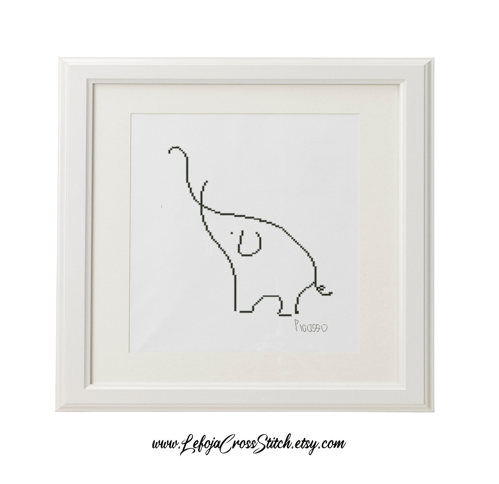 Picasso Elephant One Line Drawing Cross Stitch Pattern - Etsy