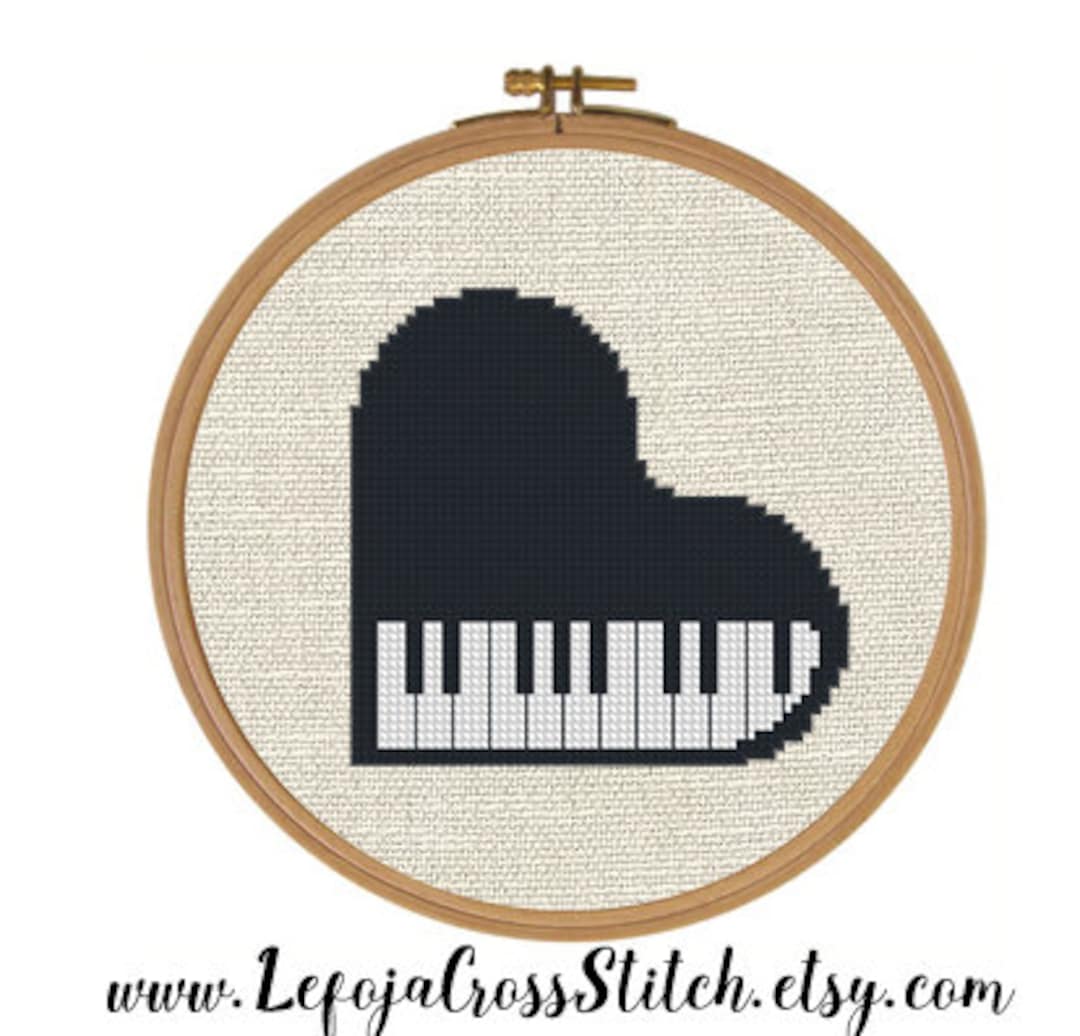 Piano Heart Cross Stitch Pattern: Modern Music Room Decor (digital ...