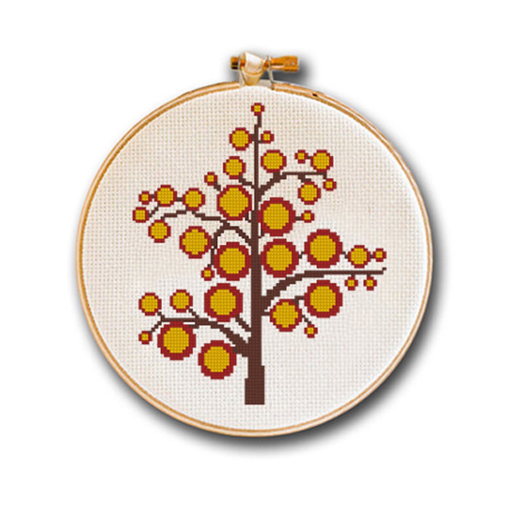 Trees of Seasons Blossoming Tree Cross Stitch Pattern, Modern Cross ...
