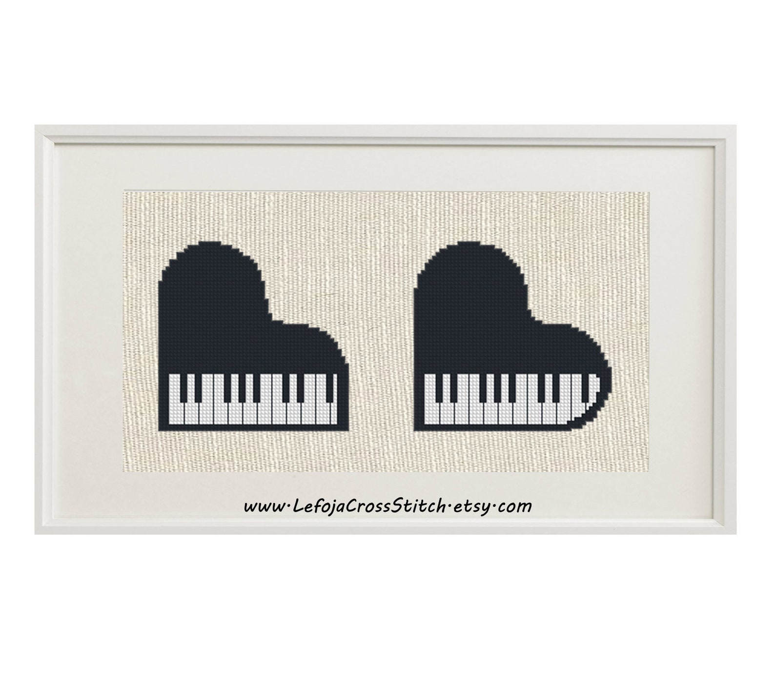 Two Grand Pianos Easy Cross Stitch Pattern, Modern Cross Stitch by ...