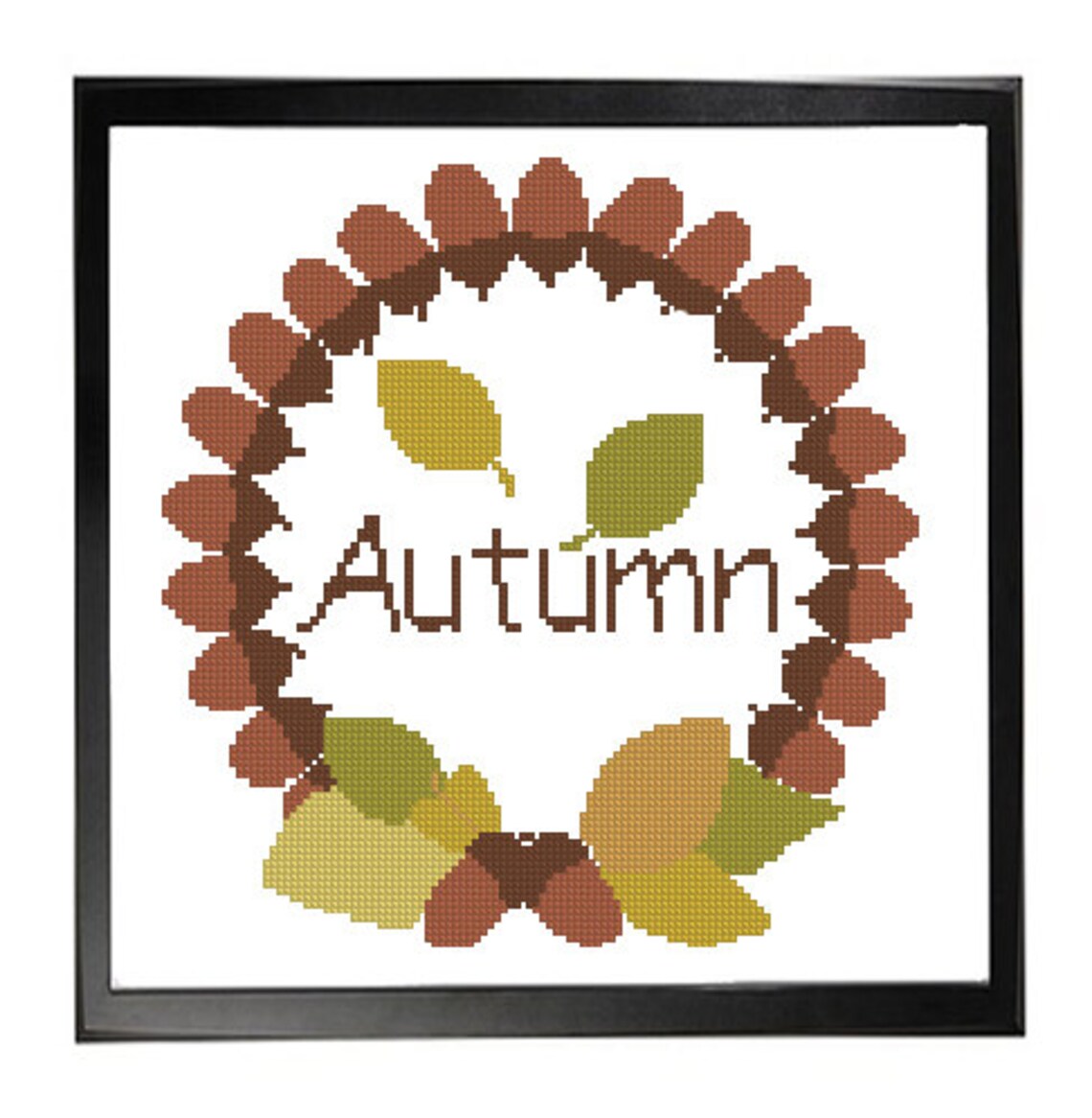 Autumn Wreath of Acorns Modern Cross Stitch Pattern Fall Home - Etsy