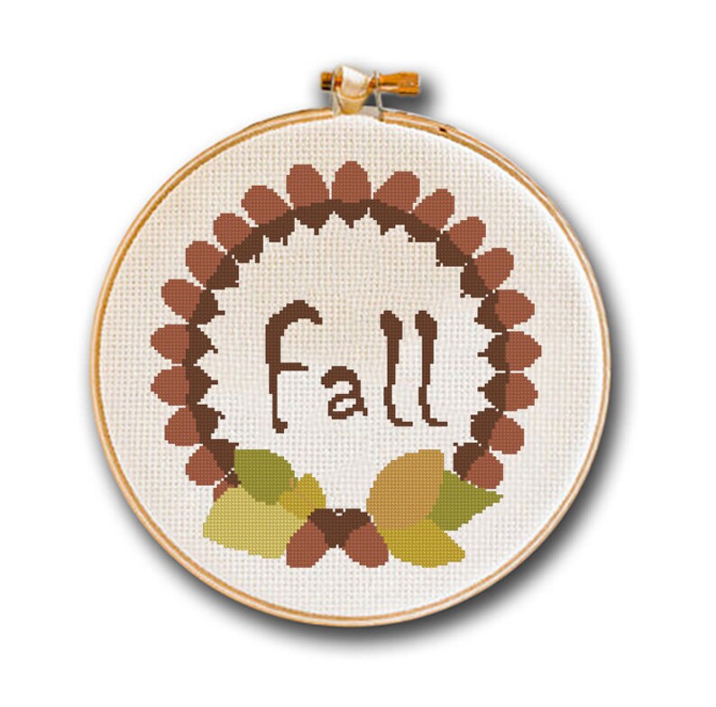 Fall Wreath of Acorns Cross Stitch Pattern Modern Autumn Home - Etsy