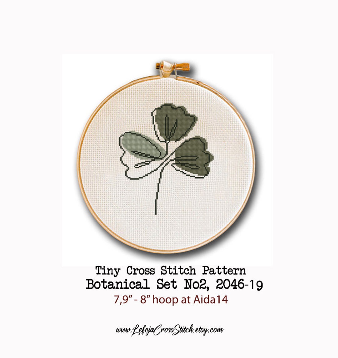 Clover Cross Stitch Pattern, Botanical Minimal Easy, One Line Drawing ...