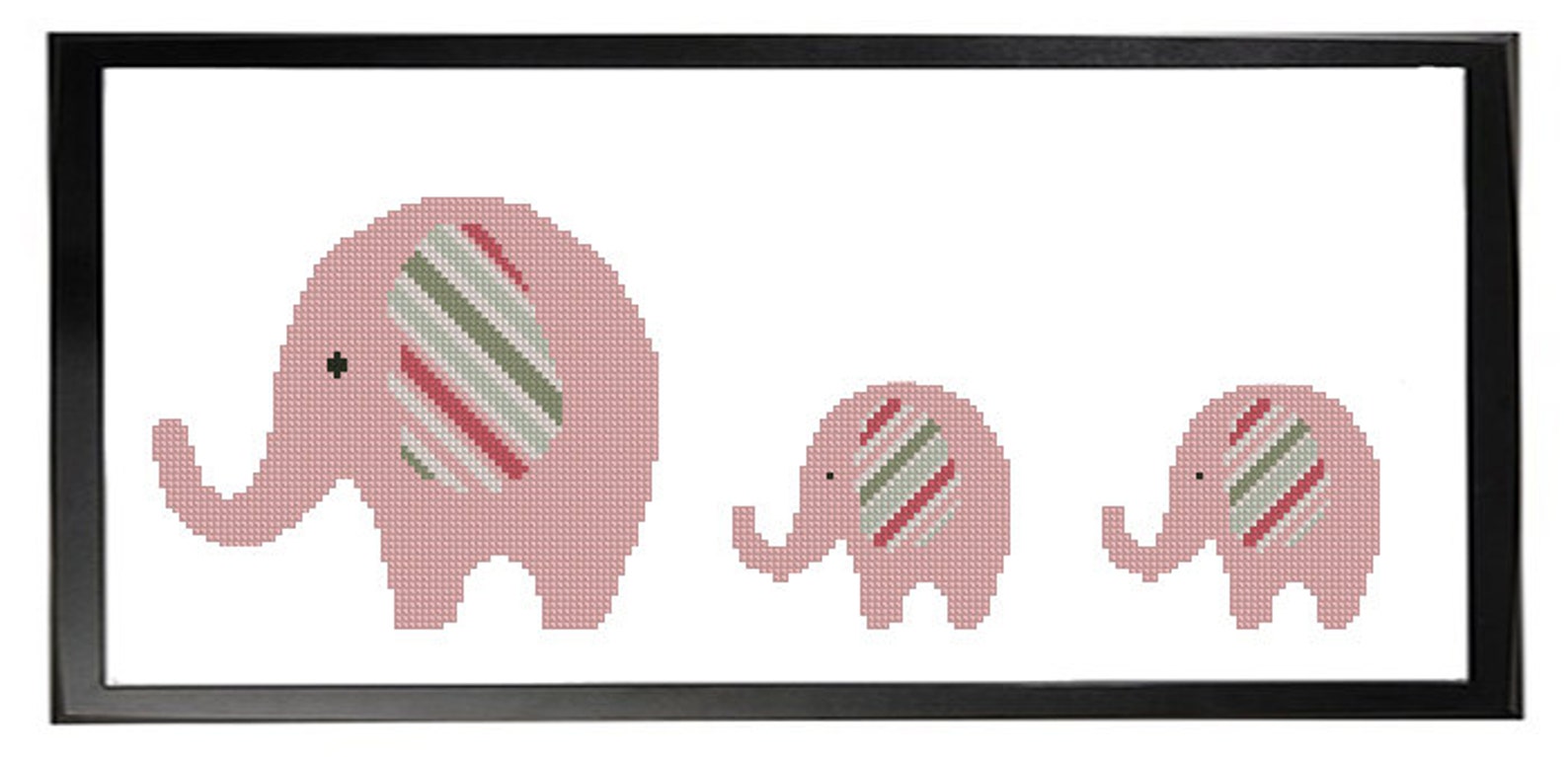 Pink Elephant small Cross Stitch Pattern Two Patterns - Etsy