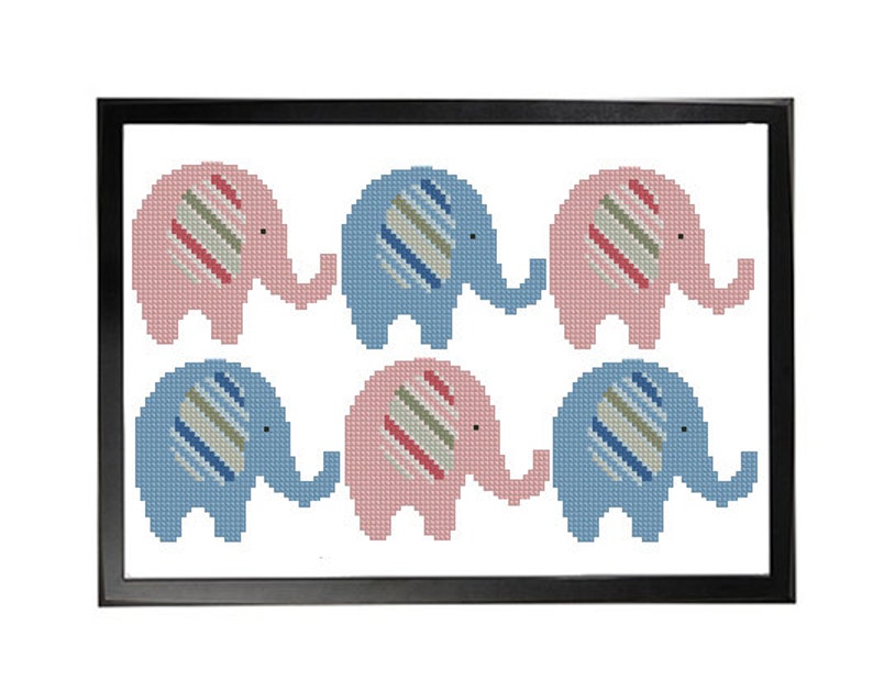 Blue Elephant small Cross Stitch Pattern Two Patterns Incl. - Etsy