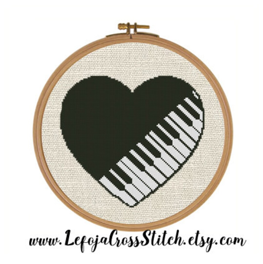 Piano Heart Easy Cross Stitch Pattern, Modern Cross Stitch by LEFOJA ...
