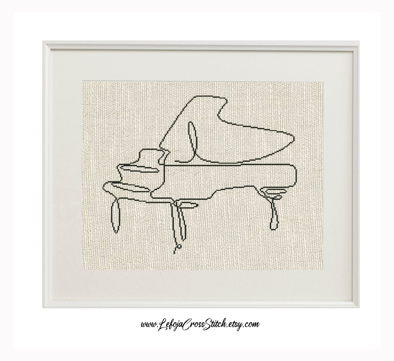 Grand Piano Cross Stitch Pattern One Line Drawing Line Art - Etsy
