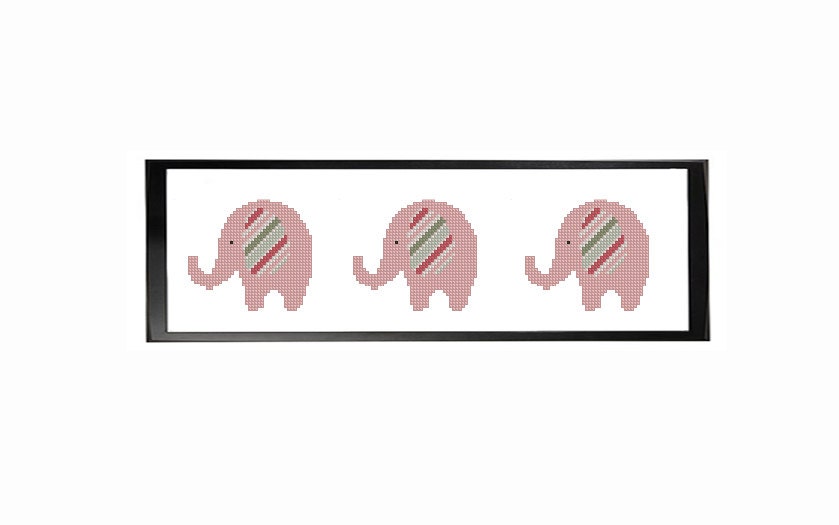 Pink Elephant small Cross Stitch Pattern Two Patterns - Etsy