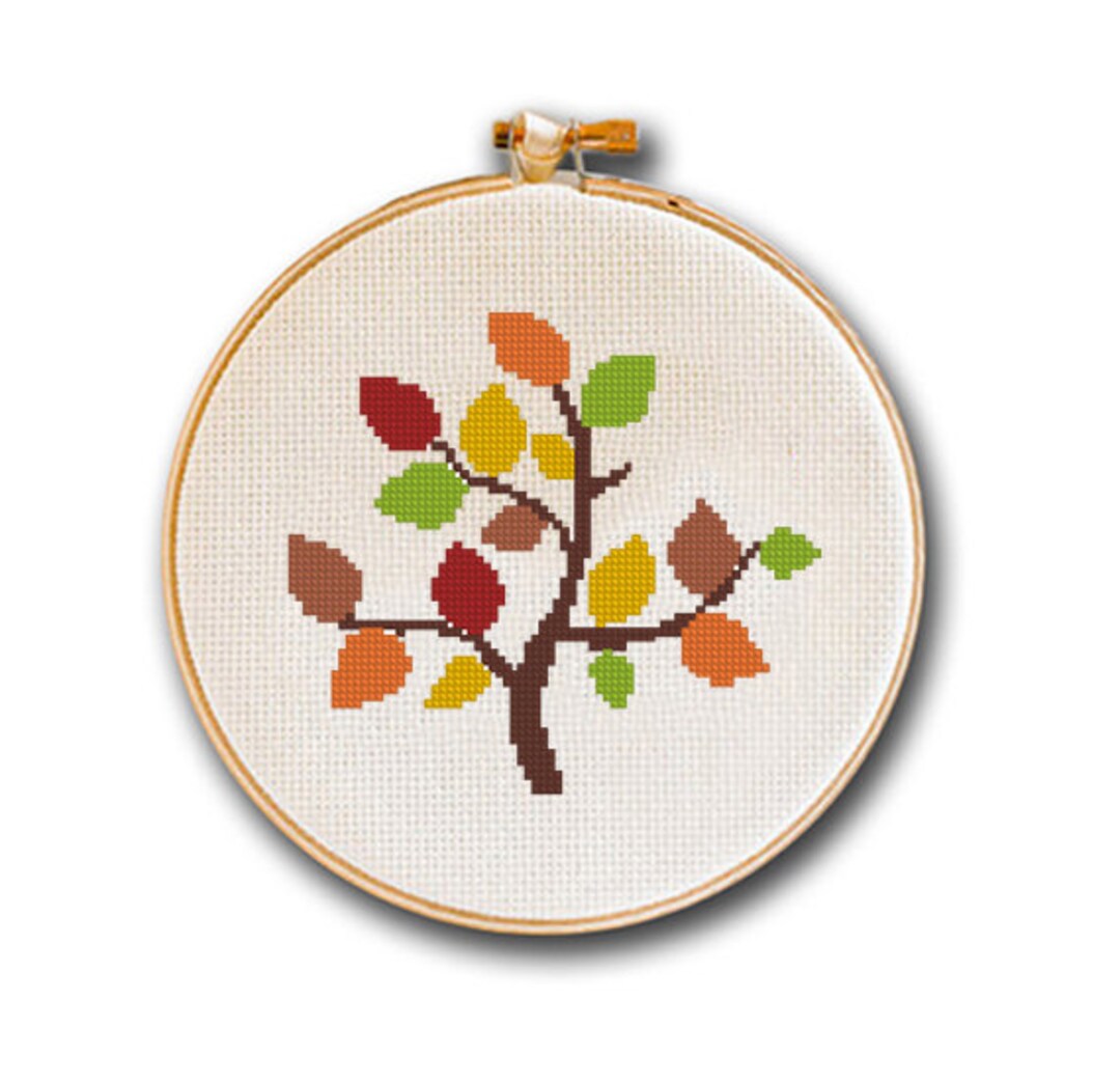 Cross Stitch Pattern Easy Autumn Tree, Trees of Season Series, Modern ...