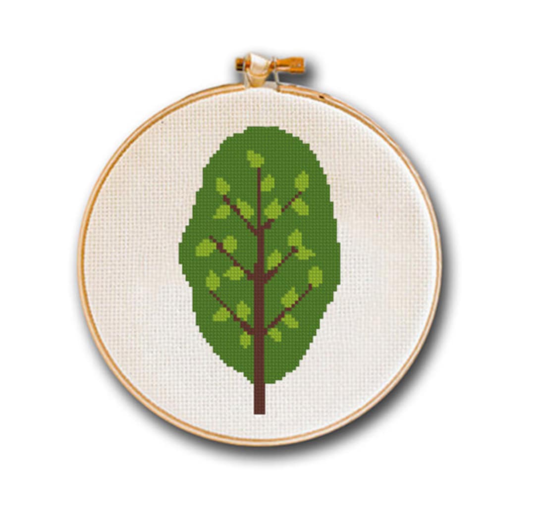Trees of Seasons - Green Tree Modern Cross Stitch Pattern Collectible ...
